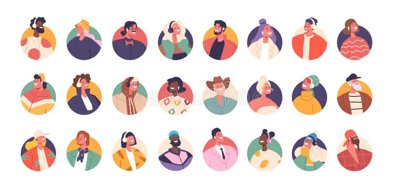 Diverse People Avatars Set Featuring a Wide Range of Customizable ...