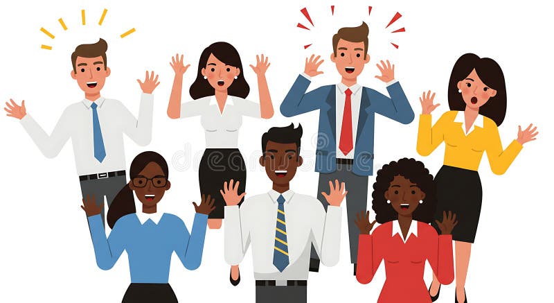 Excited Team Celebration stock illustration. Illustration of employees ...