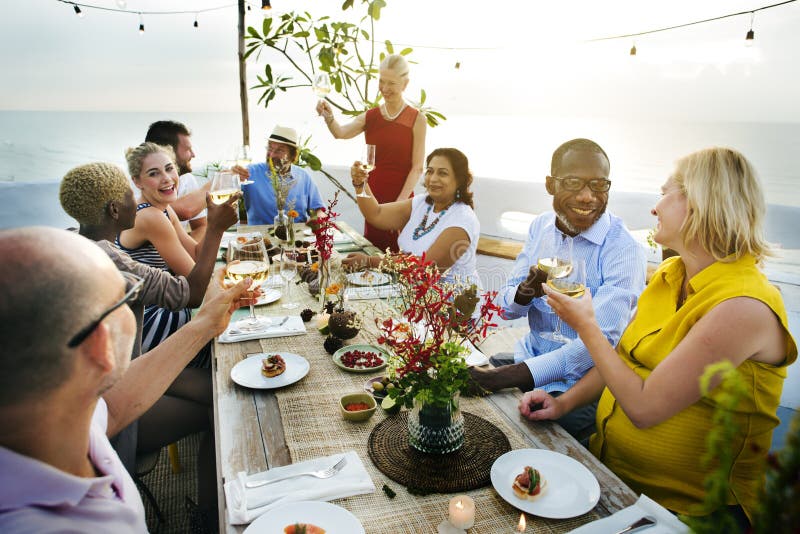 Diverse People Cheers Celebration Food Concept Stock Image - Image of ...