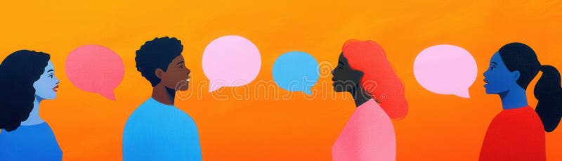Diverse People Communicating Speech Bubbles Social Connection Stock ...
