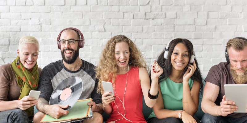 Diverse People Community Togetherness Technology Music Concept Stock ...
