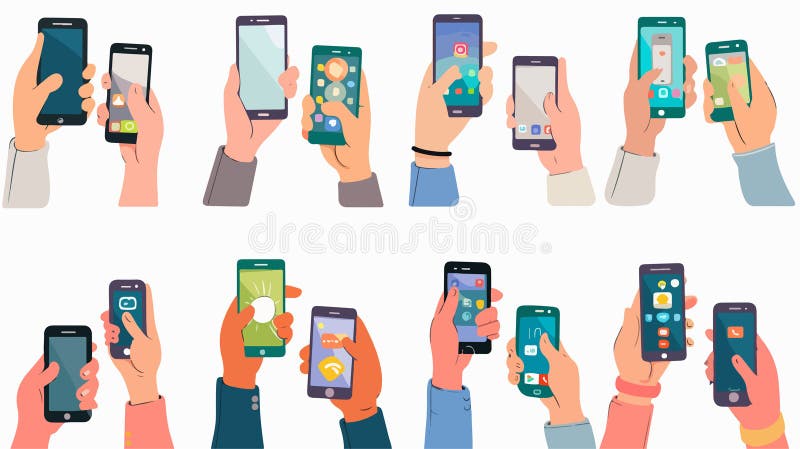 Diverse People Connected by Mobile Phones - Professional Characters ...