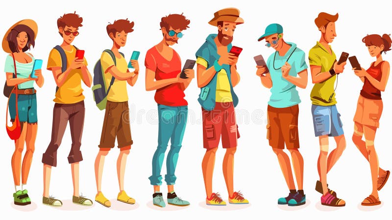 Diverse People Connected by Mobile Phones - Professional Characters ...