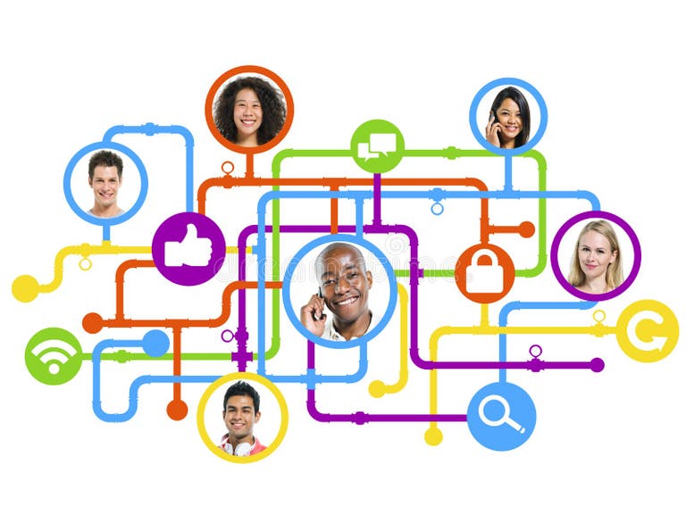 Diverse People Connected by Social Networking Stock Illustration ...