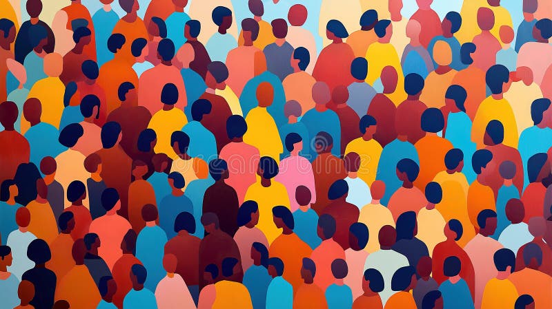 Diverse People Crowd Art Pattern. Multi-ethnic Community, Big Cultural ...