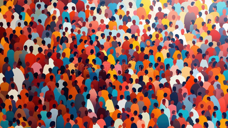 Diverse People Crowd Art Pattern. Multi-ethnic Community, Big Cultural ...