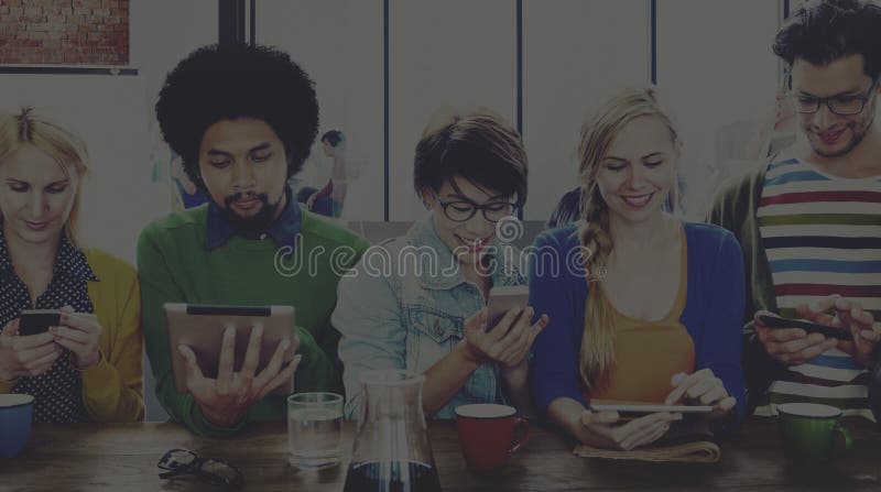 Diverse People Digital Devices Wireless Communication Concept Stock ...