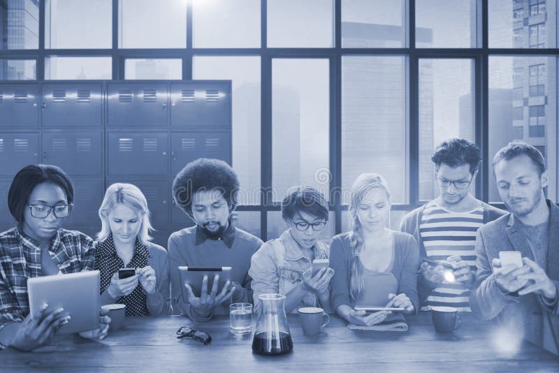 Diverse People Digital Devices Wireless Communication Concept Stock ...