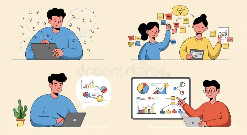 Diverse People Engaged in Various Creative and Analytical Tasks Stock ...