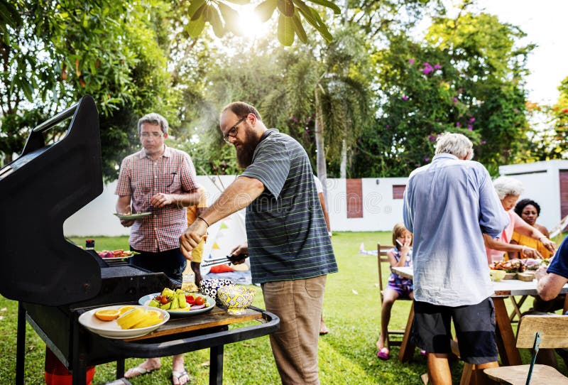 Diverse People Enjoying Barbecue Party Together Stock Photo - Image of ...