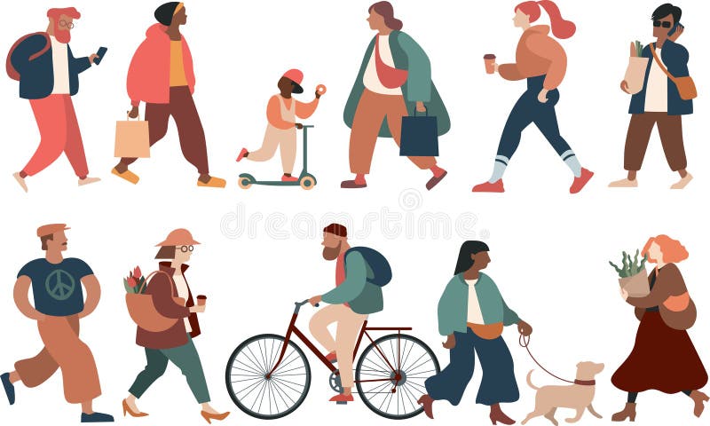 Diverse People in Everyday Life Flat Vector Character Set Stock Vector ...