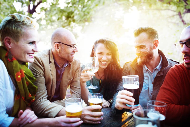 Diverse People Friends Hanging Out Drinking Concept Stock Image - Image ...