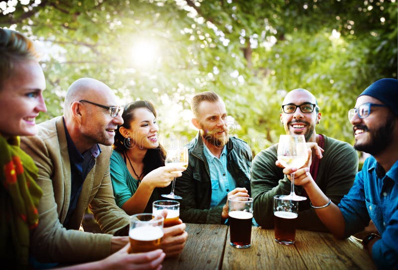 Diverse People Friends Hanging Out Drinking Concept Stock Image - Image ...