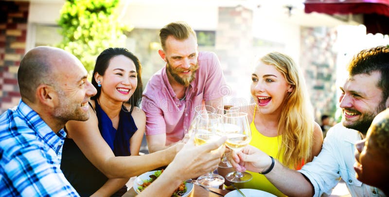 Diverse People Friends Hanging Out Drinking Concept Stock Image - Image ...