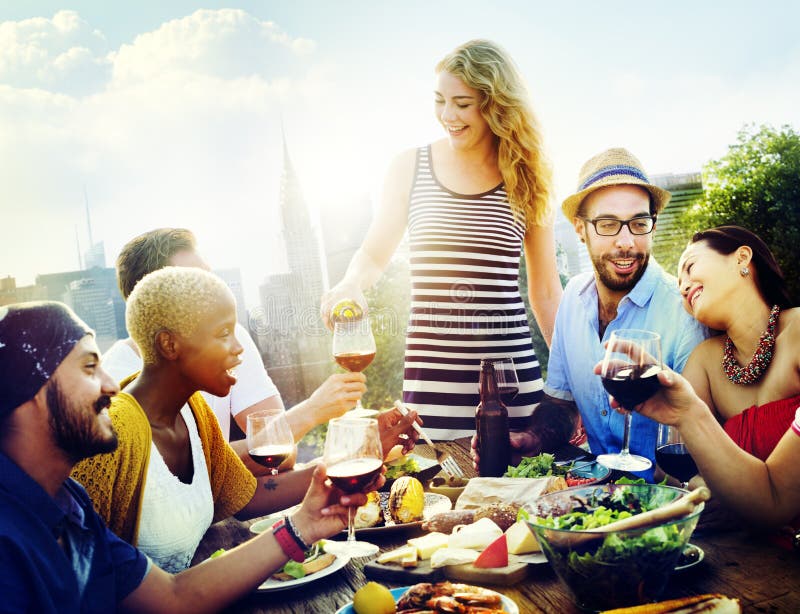 Diverse People Friends Hanging Out Drinking Concept Stock Image - Image ...