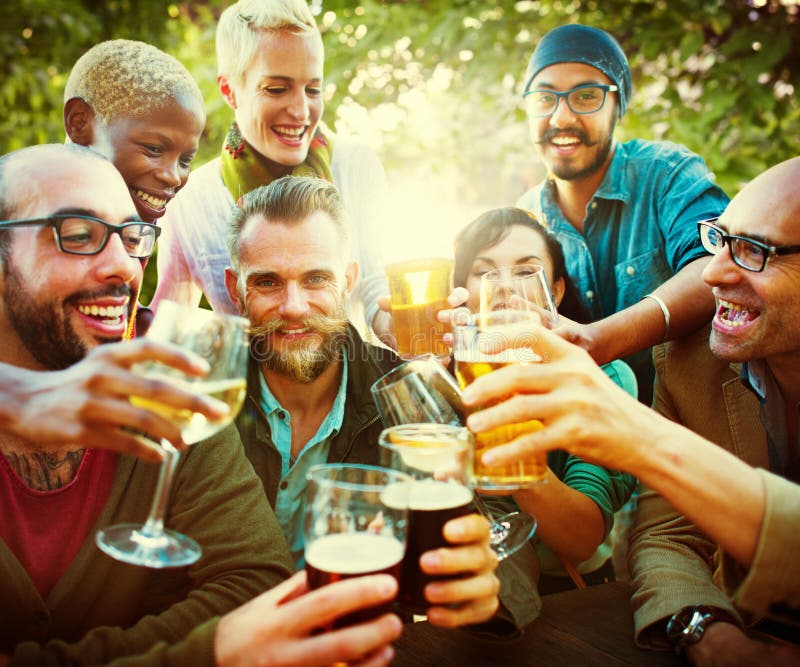 Diverse People Friends Hanging Out Drinking Concept Stock Photo - Image ...