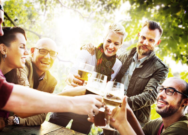Diverse People Friends Hanging Out Drinking Concept Stock Photo - Image ...
