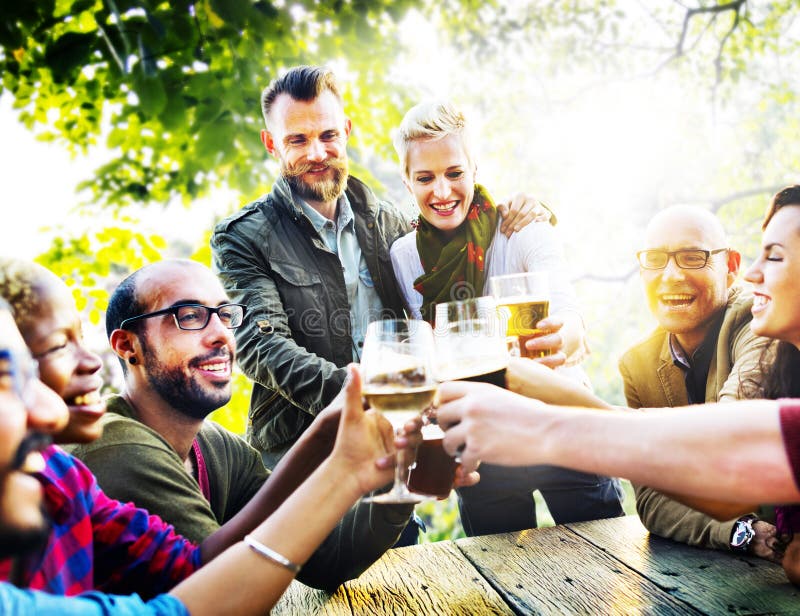 Diverse People Friends Hanging Out Drinking Concept Stock Photo - Image ...