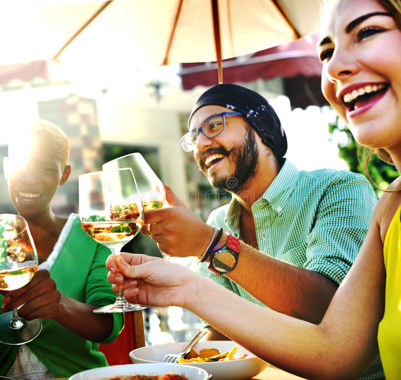 Diverse People Friends Hanging Out Drinking Concept Stock Photo - Image ...
