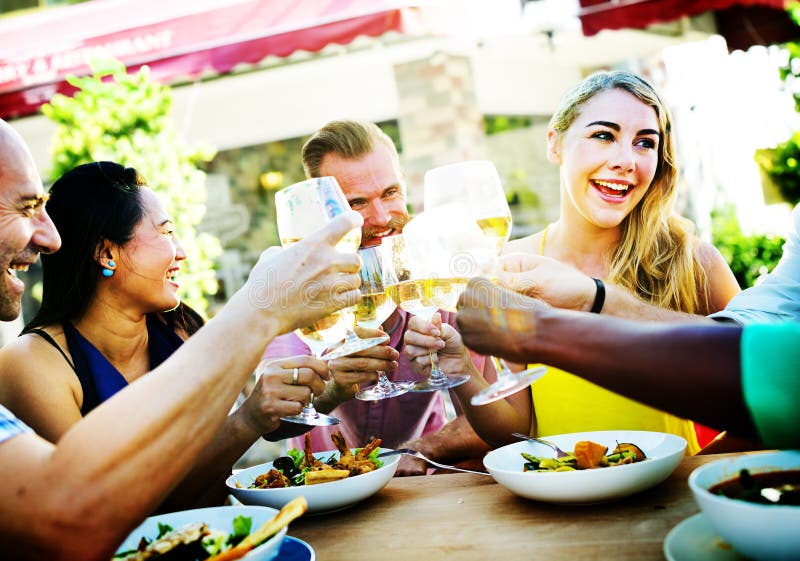 Diverse People Friends Hanging Out Drinking Concept Stock Image - Image ...