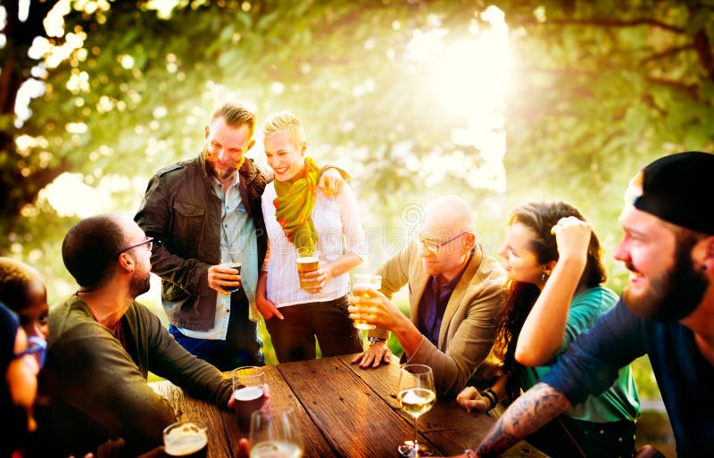 Diverse People Friends Hanging Out Drinking Concept Stock Photo - Image ...