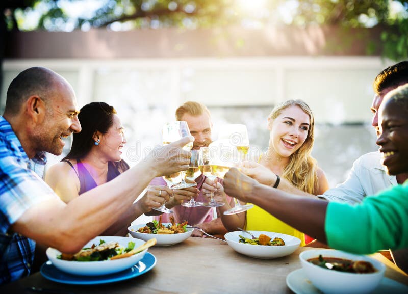 Diverse People Friends Hanging Out Drinking Concept Stock Image - Image ...