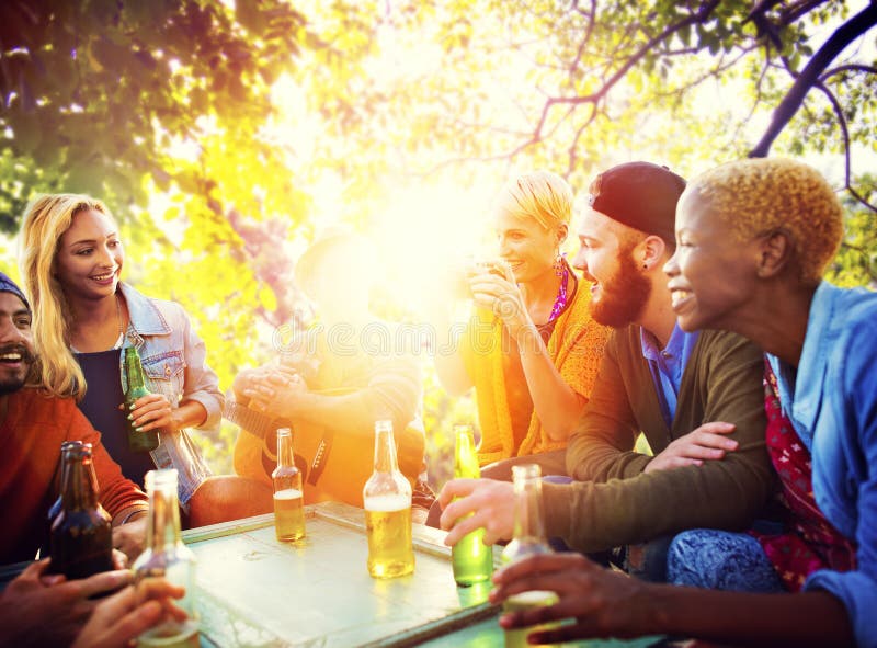 Diverse People Friends Hanging Out Drinking Concept Stock Photo - Image ...