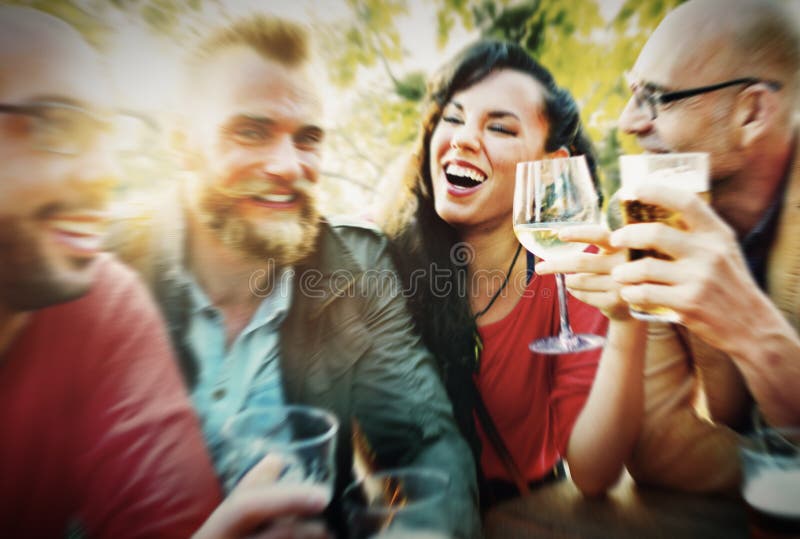 Diverse People Friends Hanging Out Drinking Concept Stock Image - Image ...