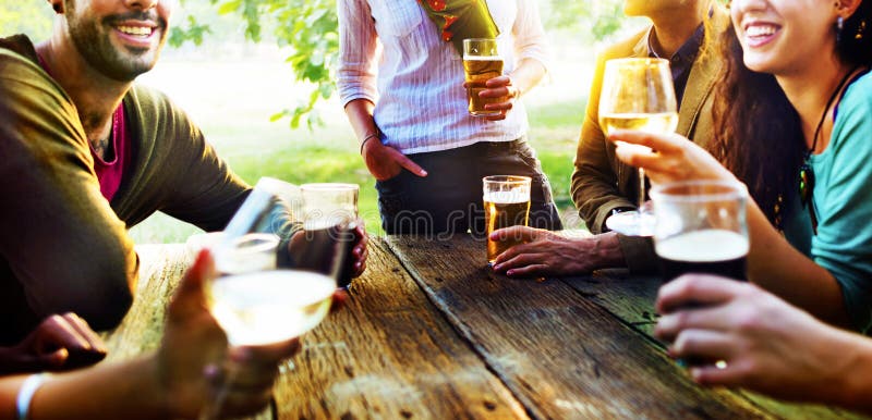 Diverse People Friends Hanging Out Drinking Concept Stock Image - Image ...
