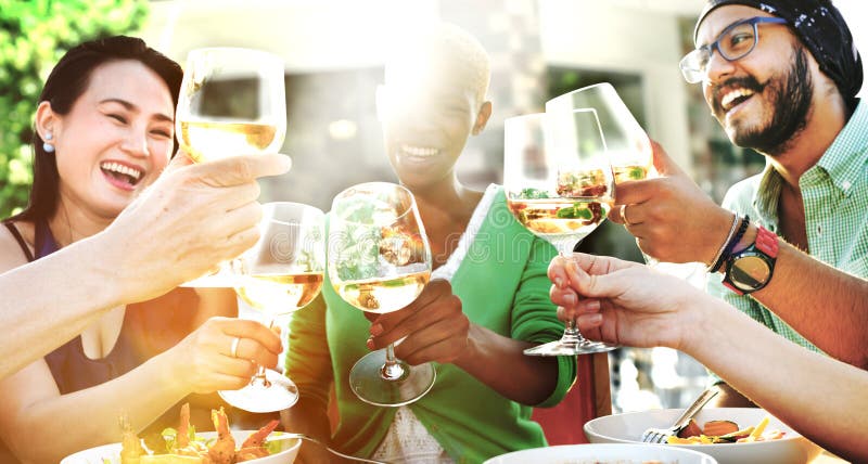Diverse People Friends Hanging Out Drinking Concept Stock Photo - Image ...
