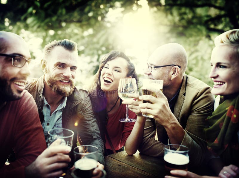 Diverse People Friends Hanging Out Drinking Concept Stock Image - Image ...
