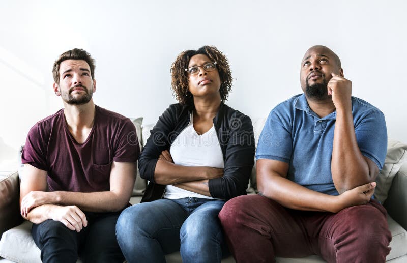 Diverse People Group with Thoughtful Face Expression Stock Image ...