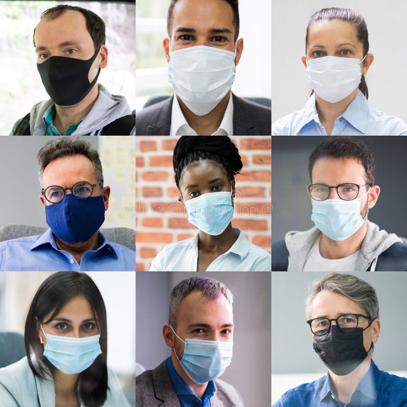 Diverse People Group Wearing Face Mask Stock Photo - Image of multi ...