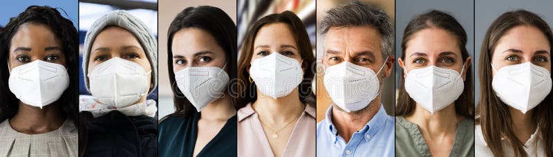 Diverse People Group Wearing FFP2 Face Mask Stock Image - Image of ...