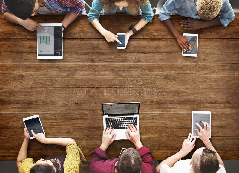 Diverse People Hands Team Busy Devices Concept Stock Image - Image of ...