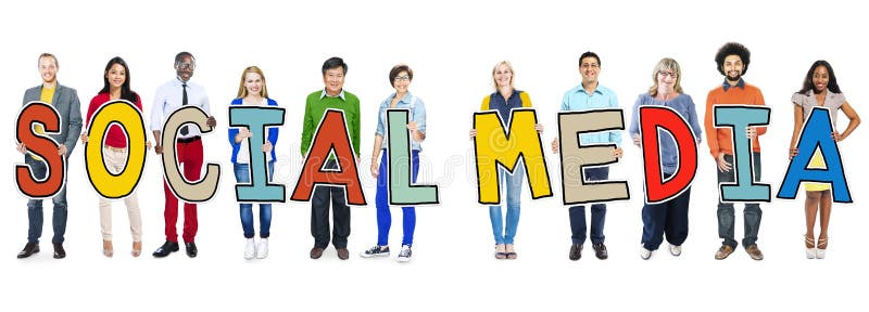 Diverse People Holding Colourful Social Media Text Stock Photo - Image ...