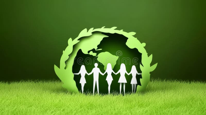 Diverse People Holding Hands Around a Green Globe Symbolizing Unity for ...