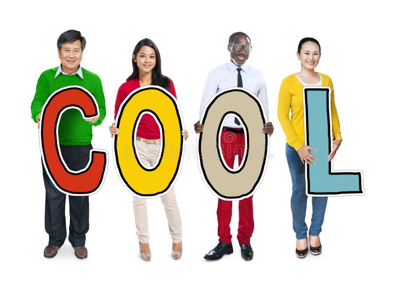 Diverse People Holding Text Cool Stock Photo - Image of isolated ...