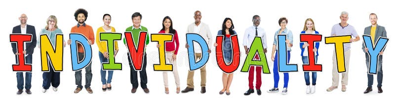 Diverse People Holding Text Individuality Stock Illustration ...