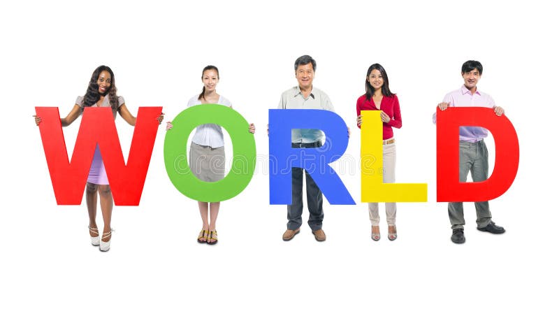 Diverse People Holding Word World Stock Image - Image of connection ...
