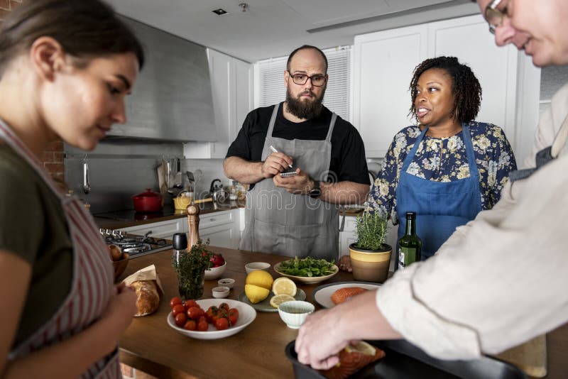 Diverse People Joining Cooking Class Stock Image - Image of fresh ...