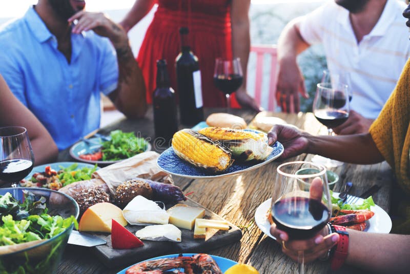 Diverse People Luncheon Food Sharing Concept Stock Photo - Image of ...