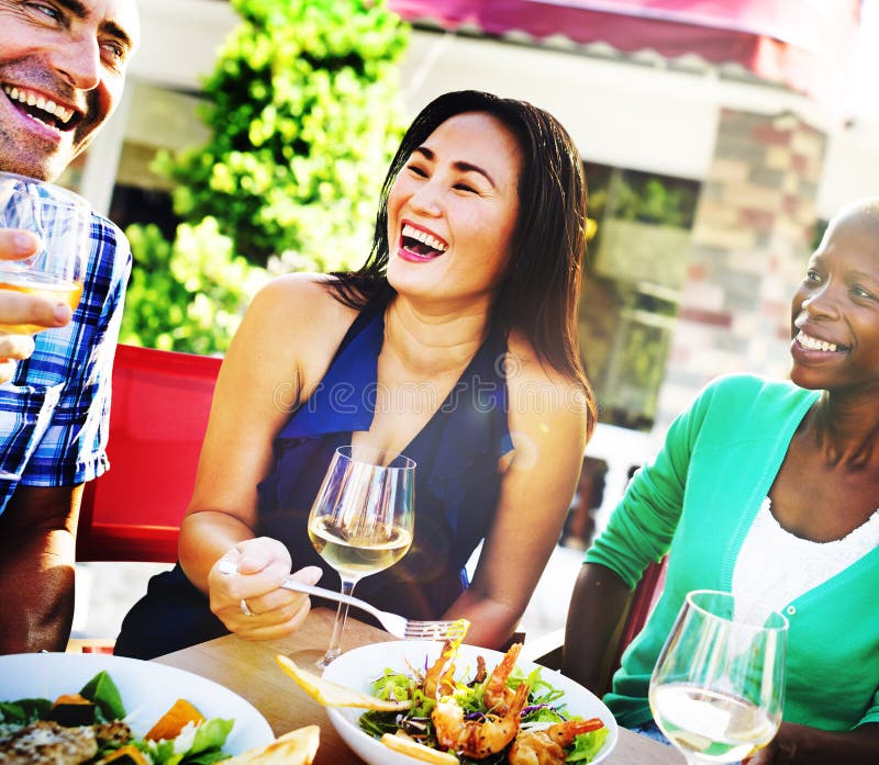 Diverse People Luncheon Outdoors Food Concept Stock Photo - Image of ...