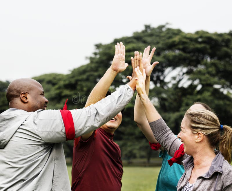 Diverse People Making a High Five Stock Image - Image of african ...