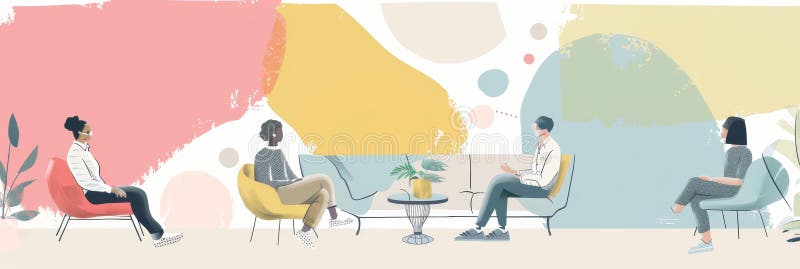 Diverse People in a Modern Interior Design Setting an Illustration ...