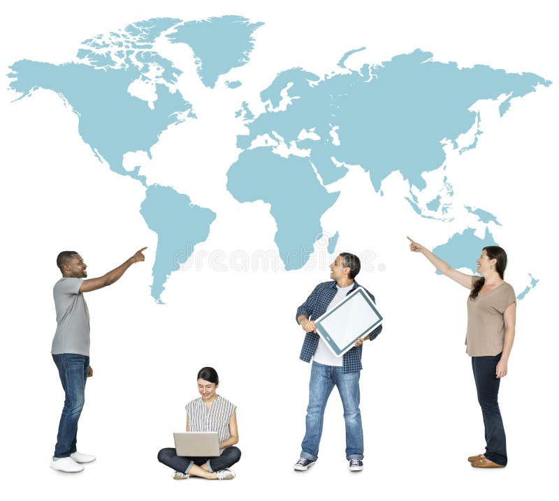 Diverse People Pointing at a Map Stock Image - Image of global ...