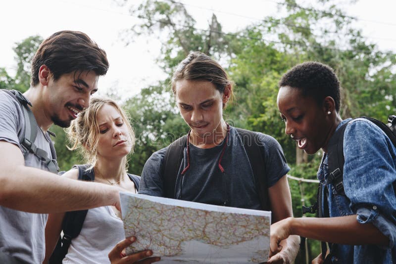 Diverse People Reading a Map Together Stock Image - Image of workplace ...