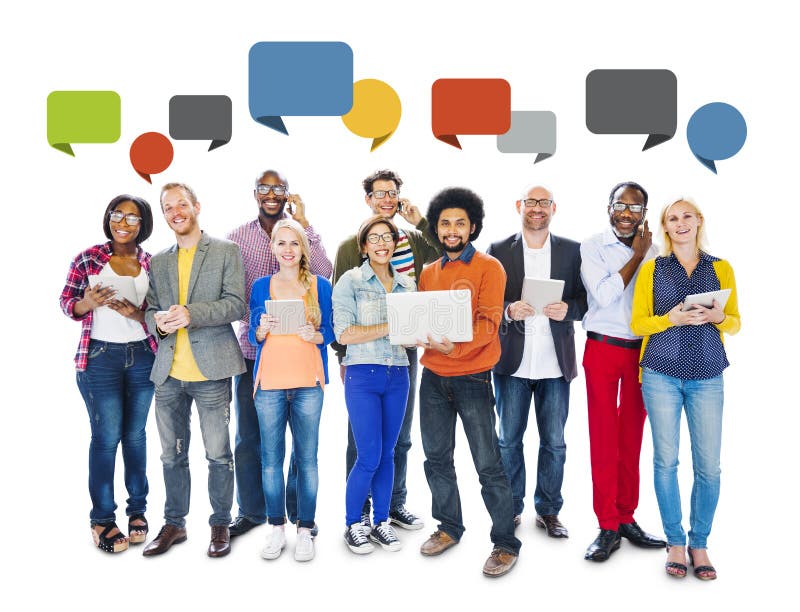 Diverse People Social Networking and Speech Bubbles Stock Image - Image ...