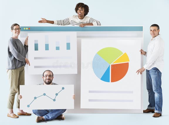 Diverse People with Statistics Graphs Stock Photo - Image of black ...