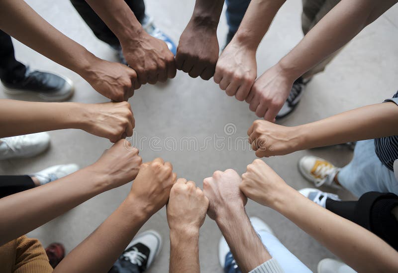 Diverse People United Hands Circle Teamwork Support Unity Collaboration ...